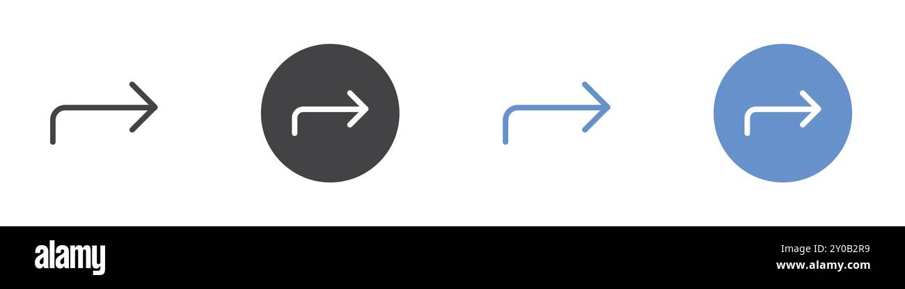 forward icon Flat set in black and white color outline vector mark ...