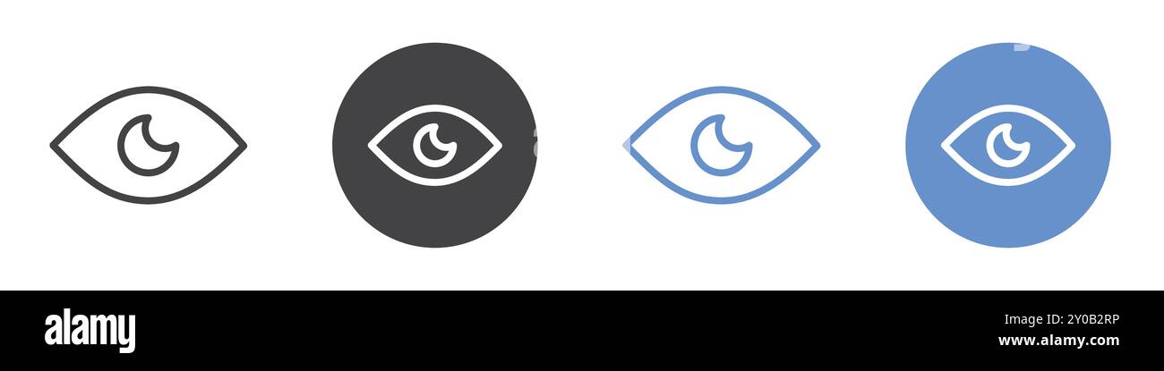 eye icon Flat set in black and white color outline vector mark Stock ...