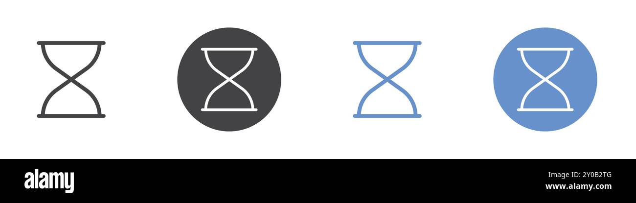 Hourglass icon Flat set in black and white color outline vector mark ...