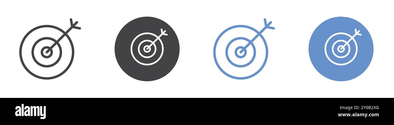 Goals icon Flat set in black and white color outline vector mark Stock ...
