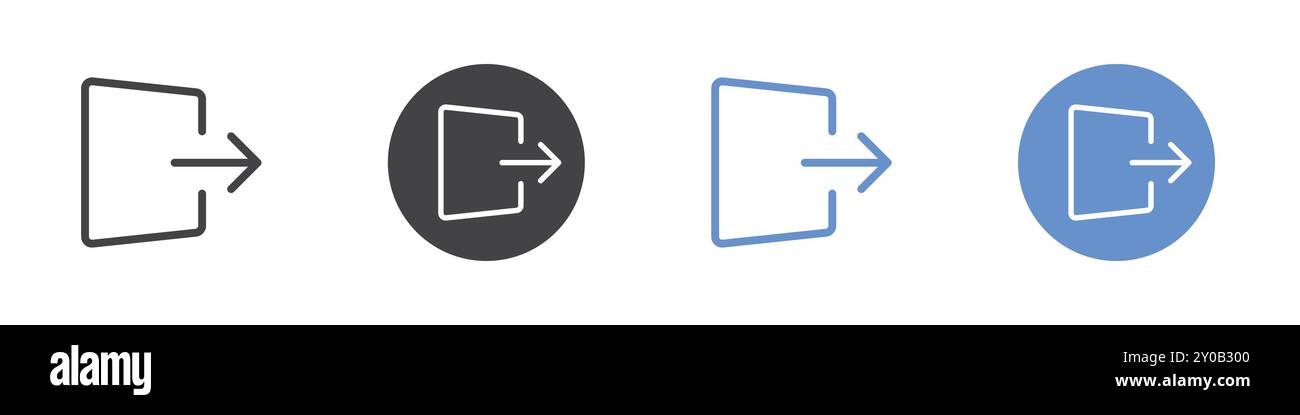 Logout icon Flat set in black and white color outline vector mark Stock ...