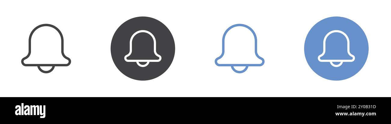 Notification icon Flat set in black and white color outline vector mark ...