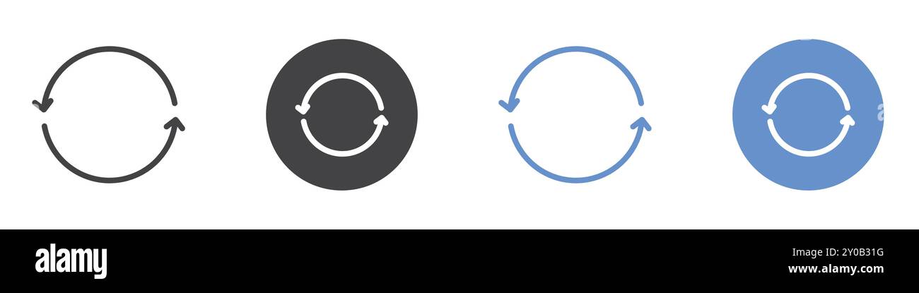 reuse icon Flat set in black and white color outline vector mark Stock ...