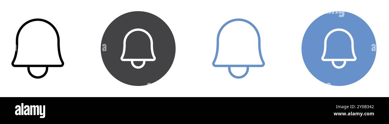 notification bell icon Flat set in black and white color outline vector ...