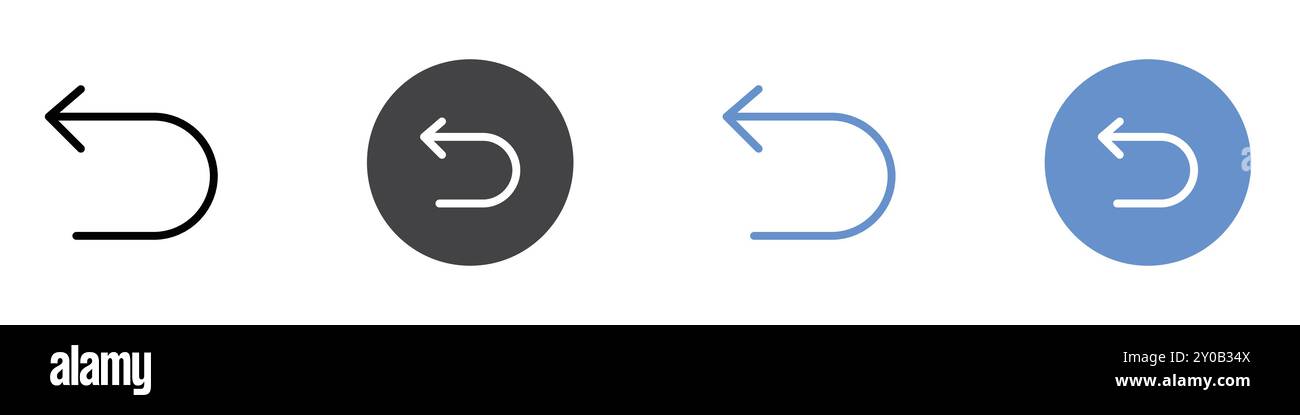 return icon Flat set in black and white color outline vector mark Stock ...