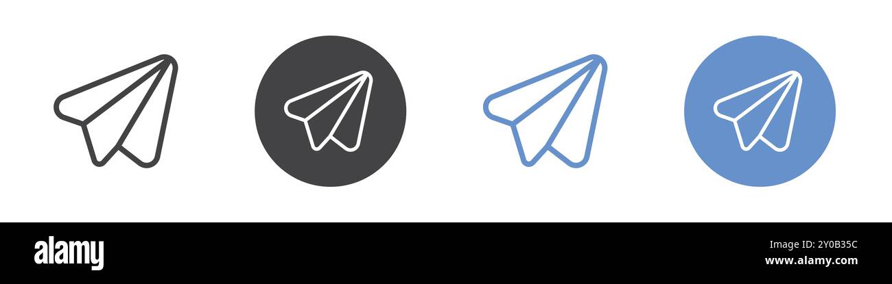 Telegram icon Flat set in black and white color outline vector mark ...