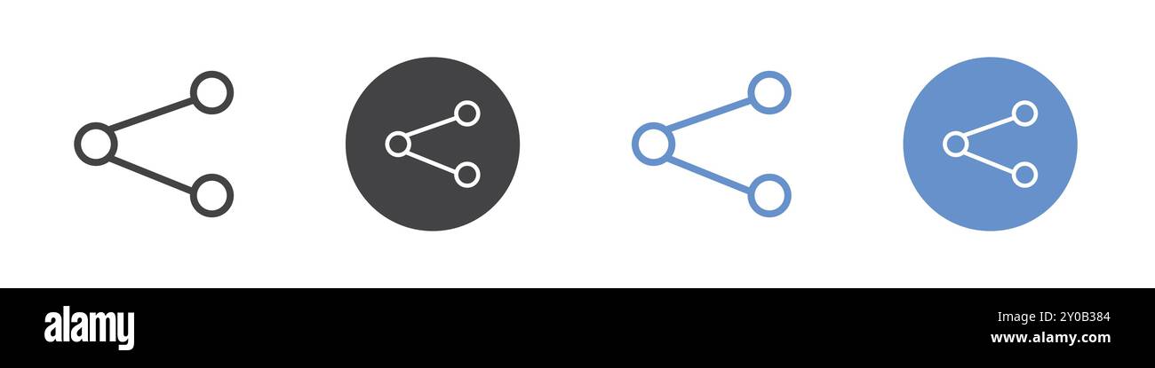 Share icon Flat set in black and white color outline vector mark Stock ...