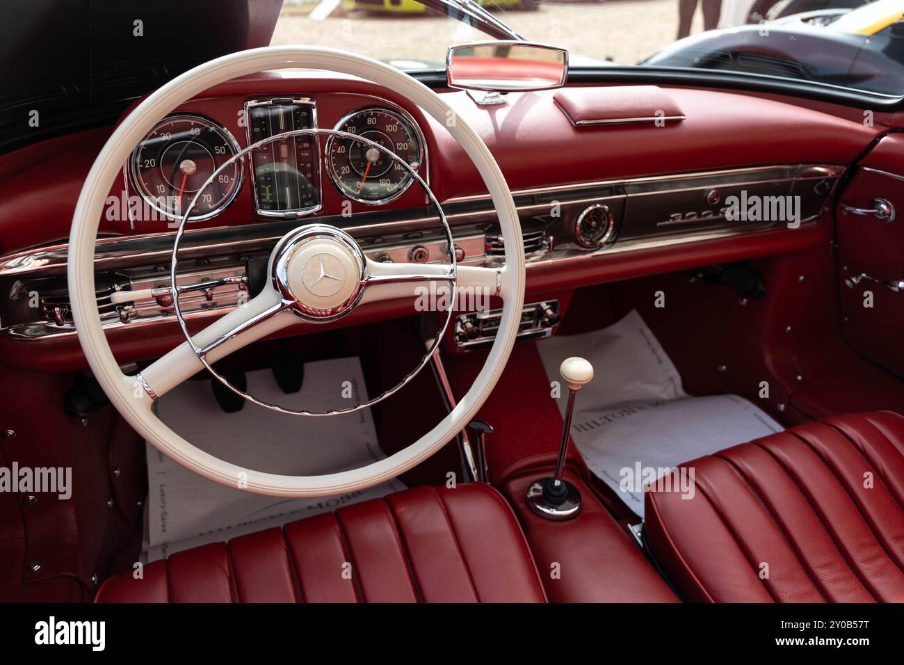 Interior of a Mercedes 300 SL at the Concours of Elegance 2024 Stock ...