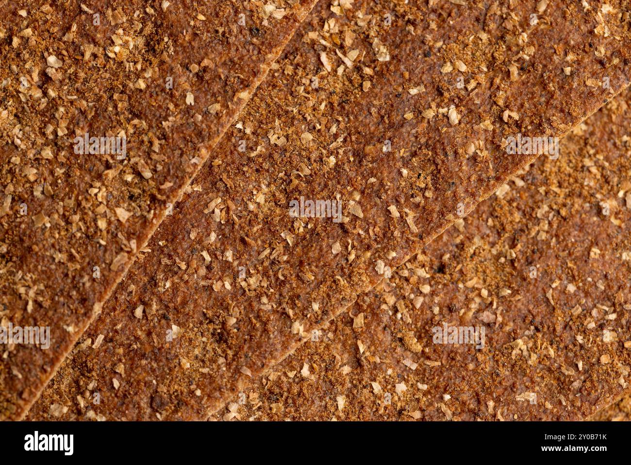 Thin crispy rye flour bread with bran, baked from rye flour hard and ...