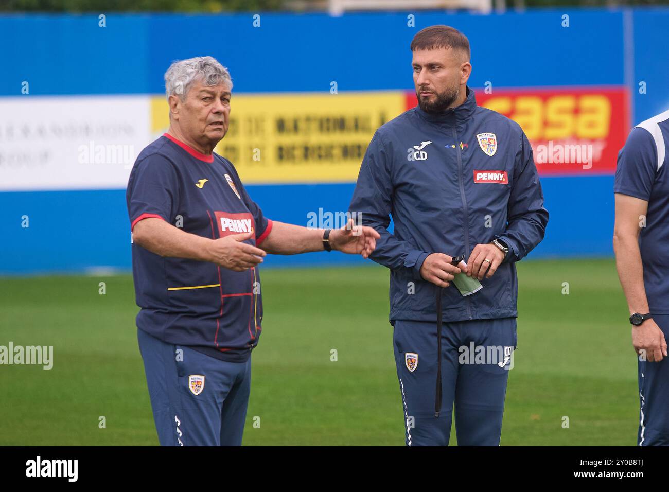 Bucharest, Romania. 1st Sep, 2024: Mircea Lucescu (L), the new coach of ...