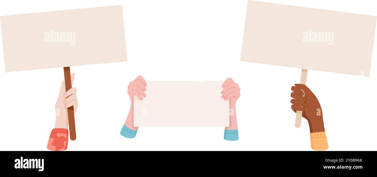 Character hand holding blank support sign set Stock Vector Image & Art ...
