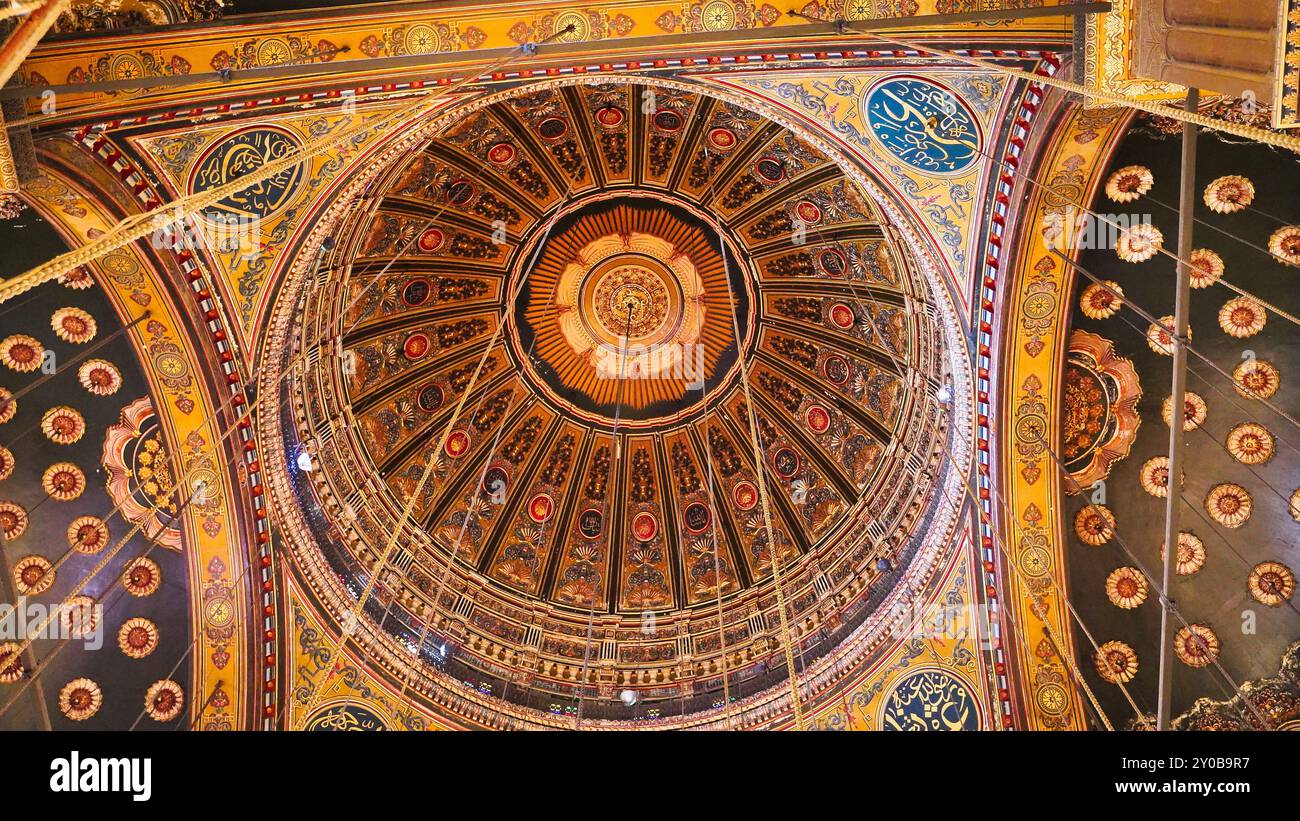Muhammad Ali Mosque-Richly decorated interior view of the under side of ...
