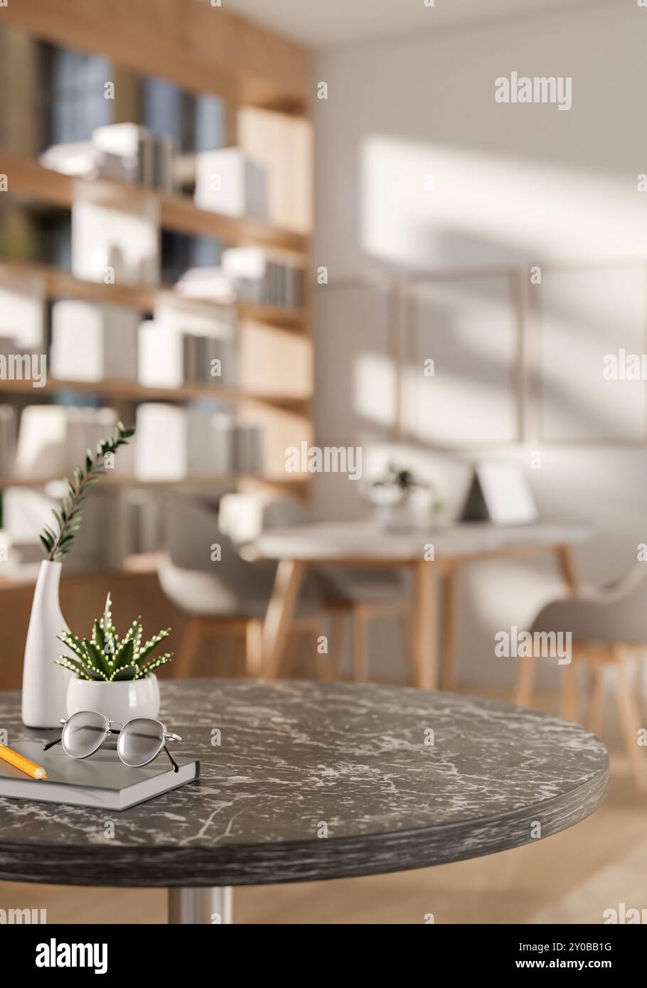 A black marble round table with copy space for displaying products in a ...