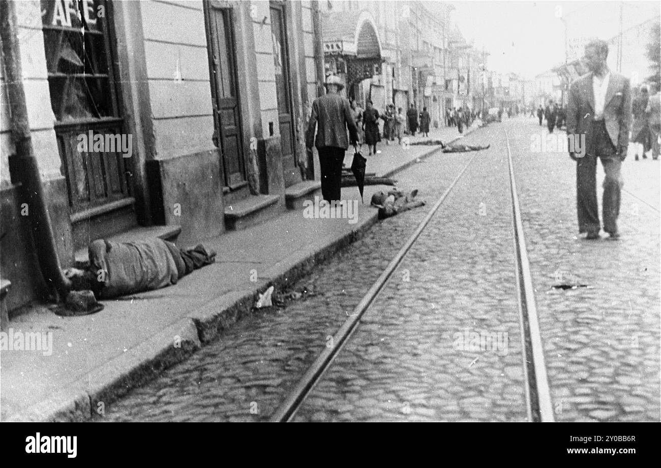 The bodies of Jews killed on Cuza Voda Street during the Iasi pogrom ...