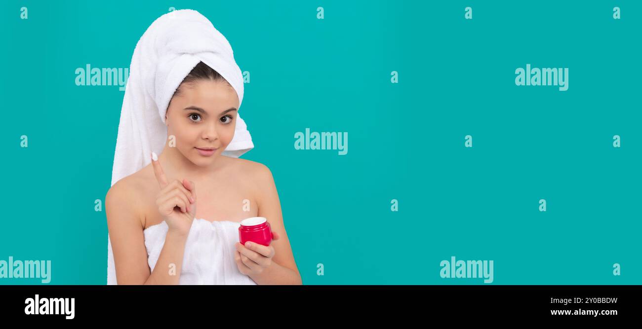 Kids facial treatment, cosmetology and spa, child with skin cream ...