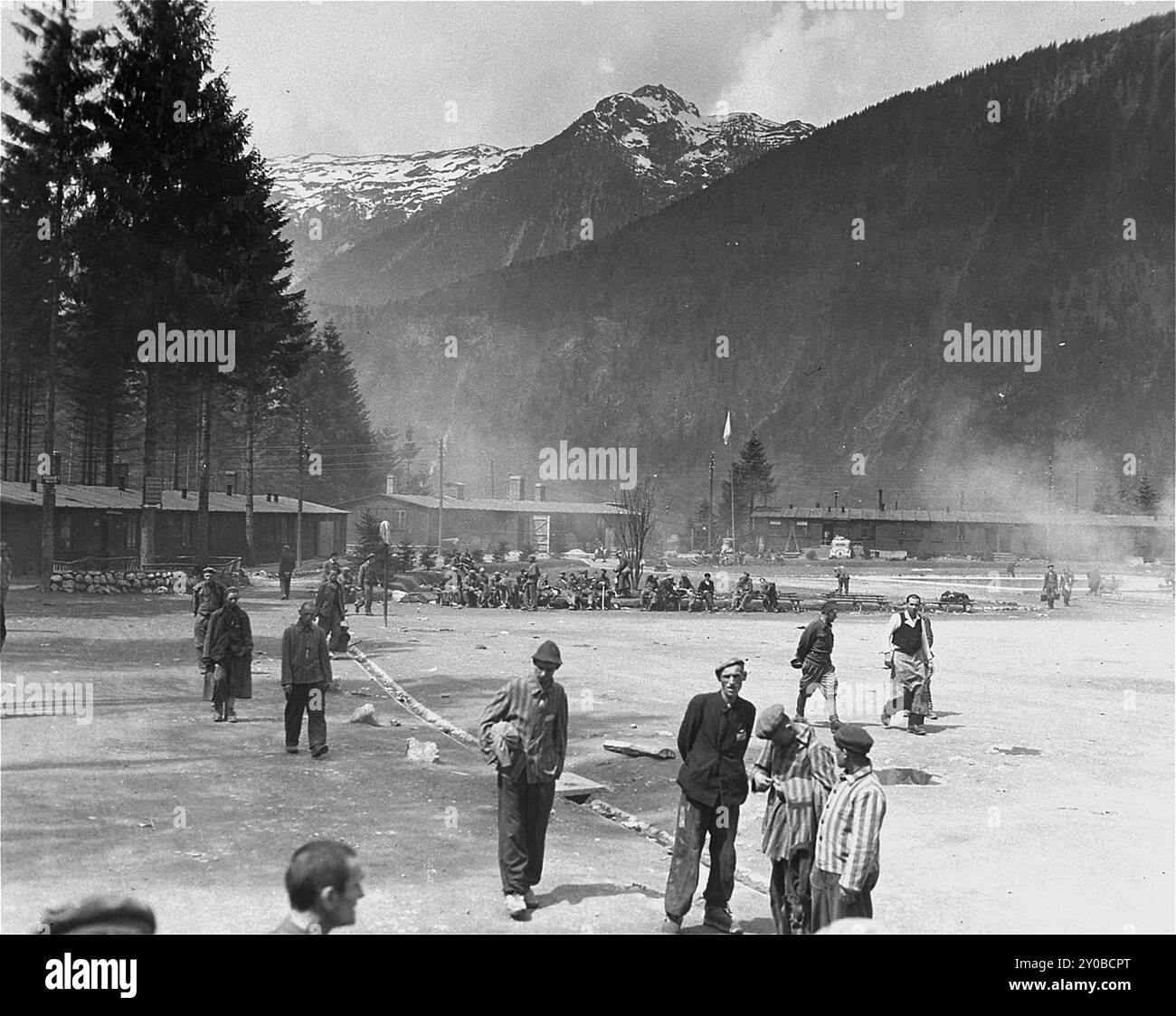 A few survivors on the parade ground at Ebensee. Ebensee was a subcamp ...
