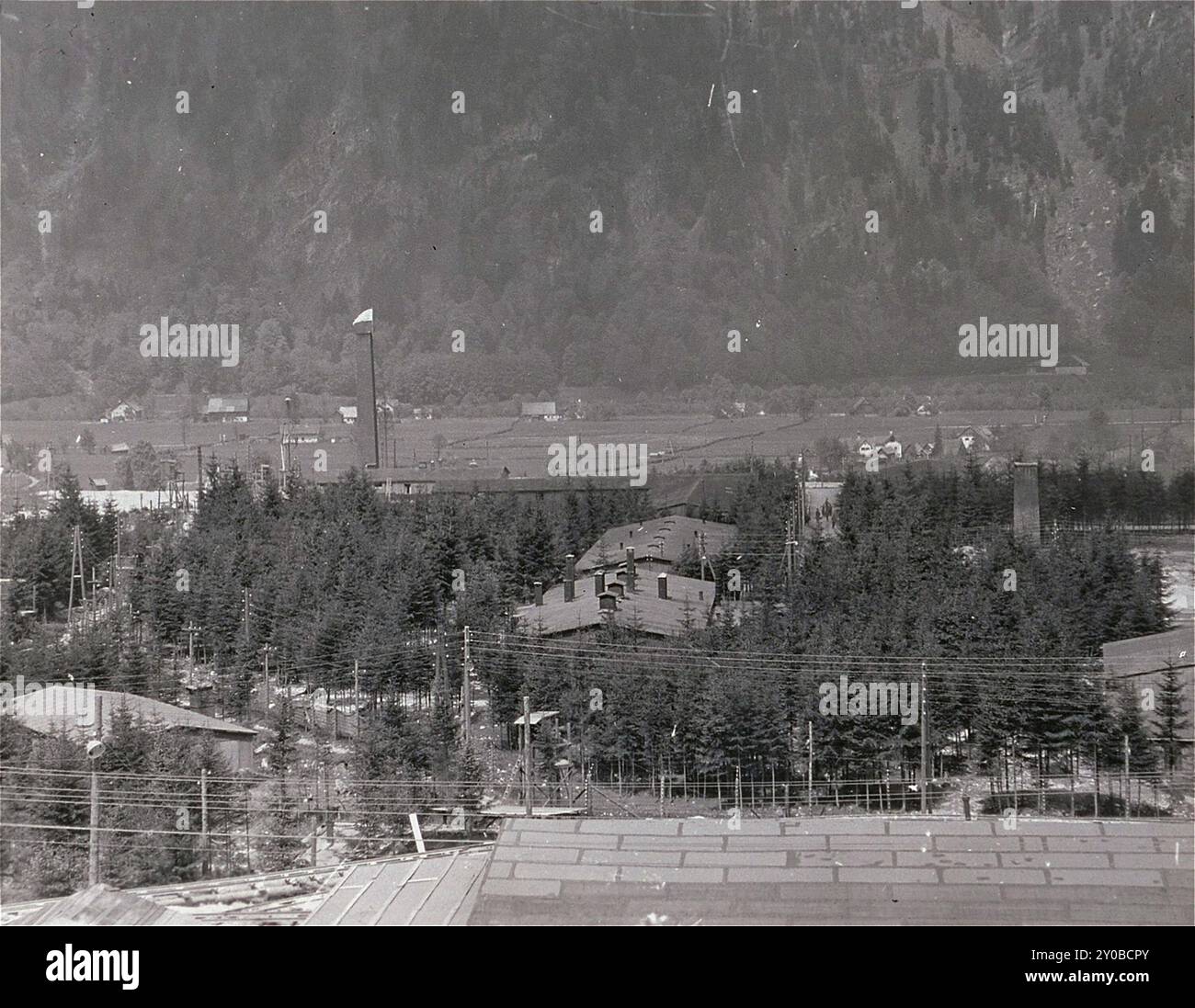 A view of Ebensee concentration camp. Ebensee was a subcamp of ...
