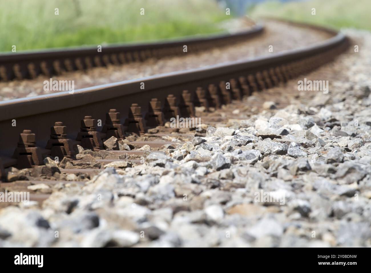 Single-track railway line in rural area, Bavaria Stock Photo - Alamy