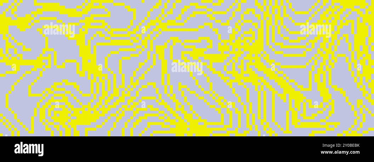Neon dithered curved wavy texture. Yellow and grey pixelated glitch ...