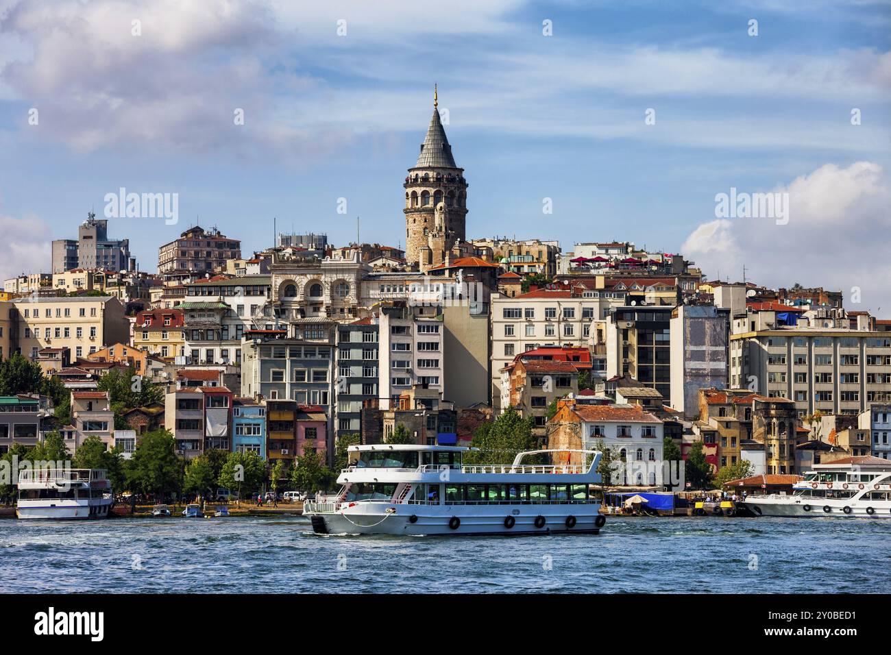 Istanbul city skyline with Galata Tower in Turkey, Beyoglu district ...