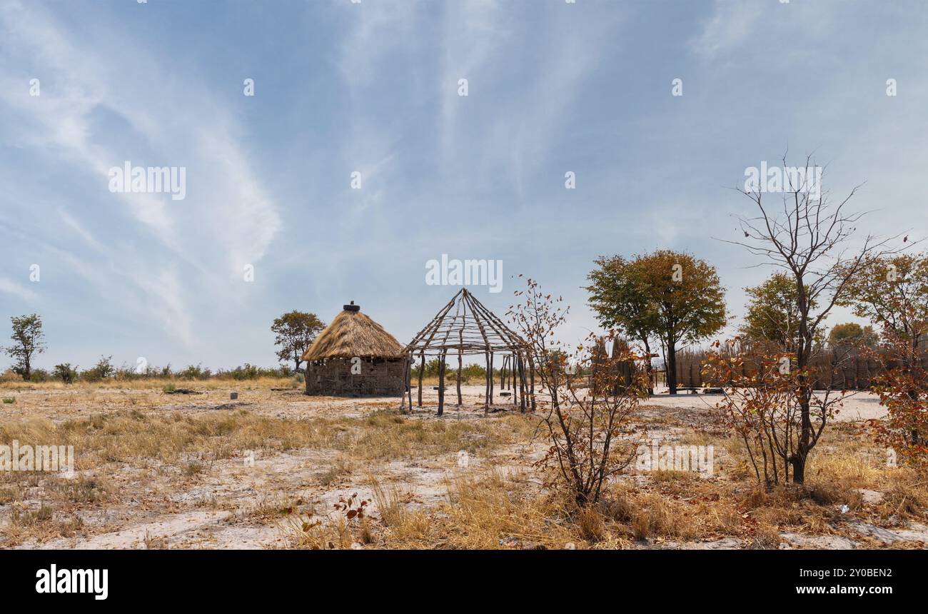 Small traditional african village inside the Okavango Delta, Botswana ...