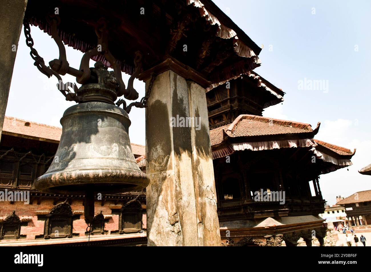 The big bronze bell on the durbar square in Bhaktapur, Nepal Stock ...