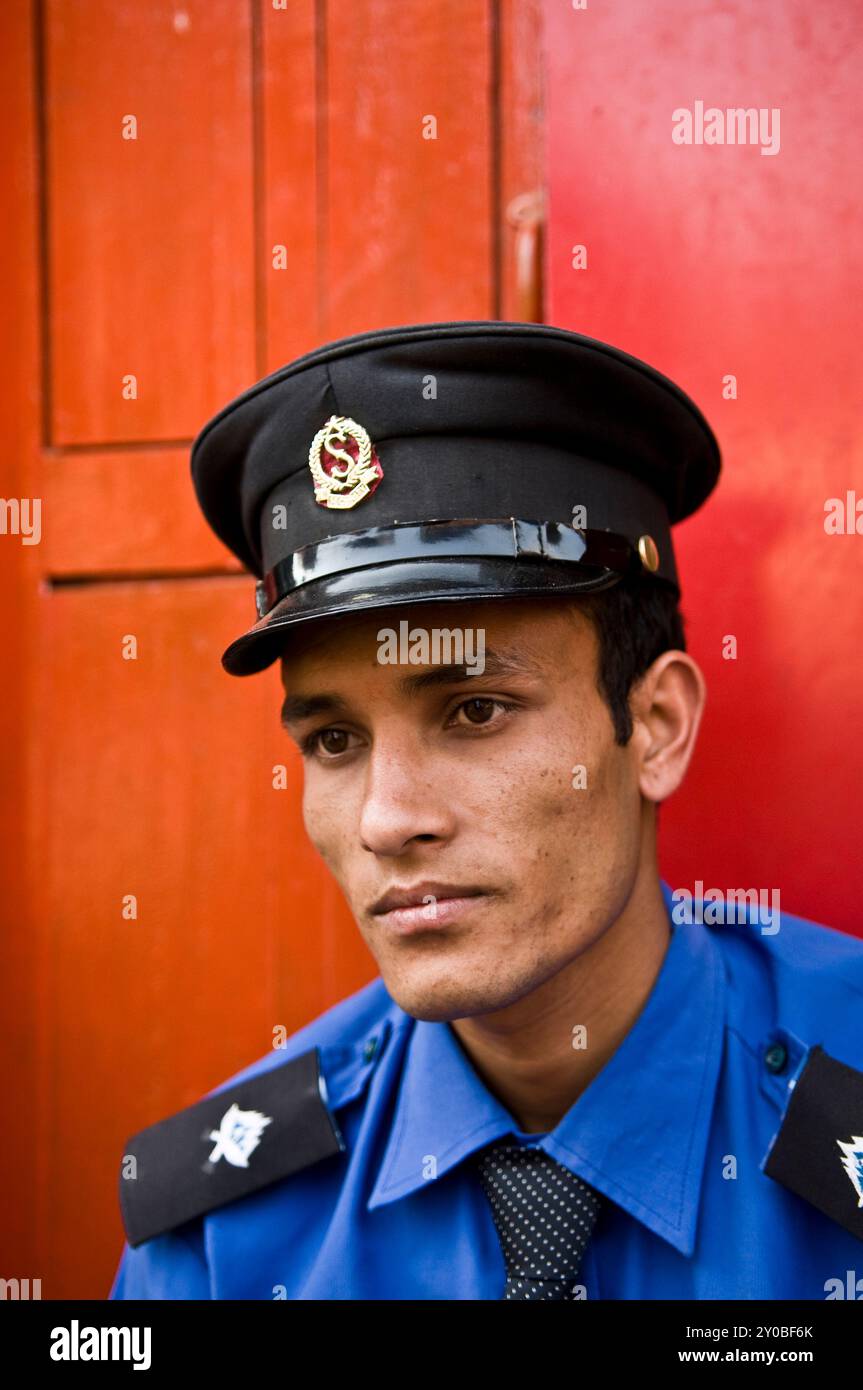 Portrait of a Nepali security guard. Photo taken in Kathmandu, Nepal Stock Photo - Alamy