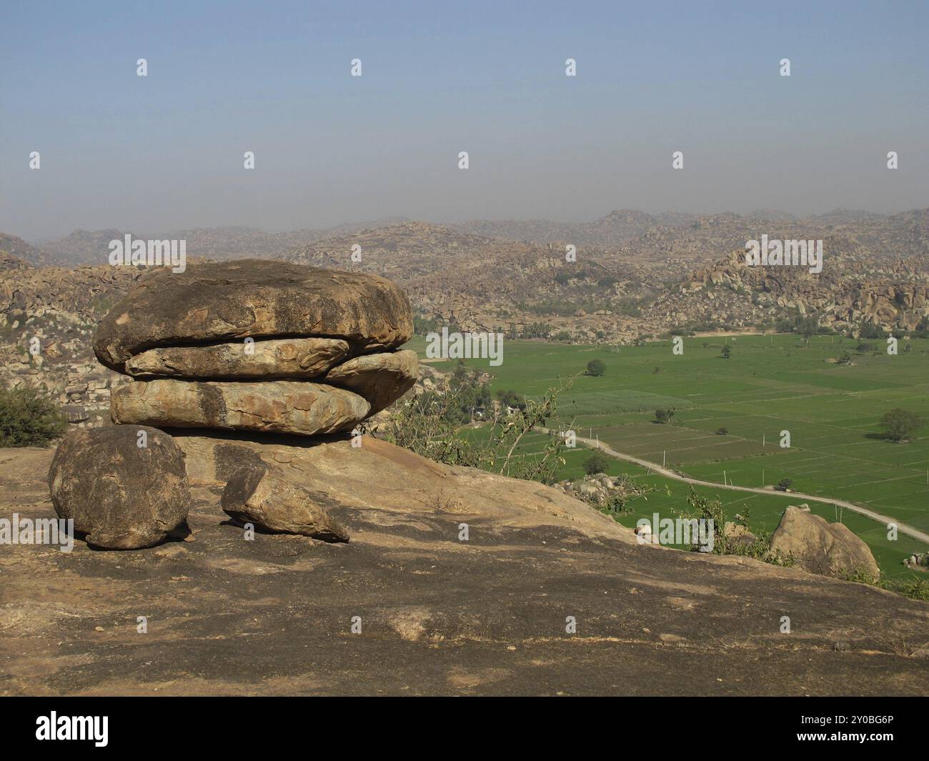 Granite boulder shaped like a burger, Hampi, India, Asia Stock Photo ...