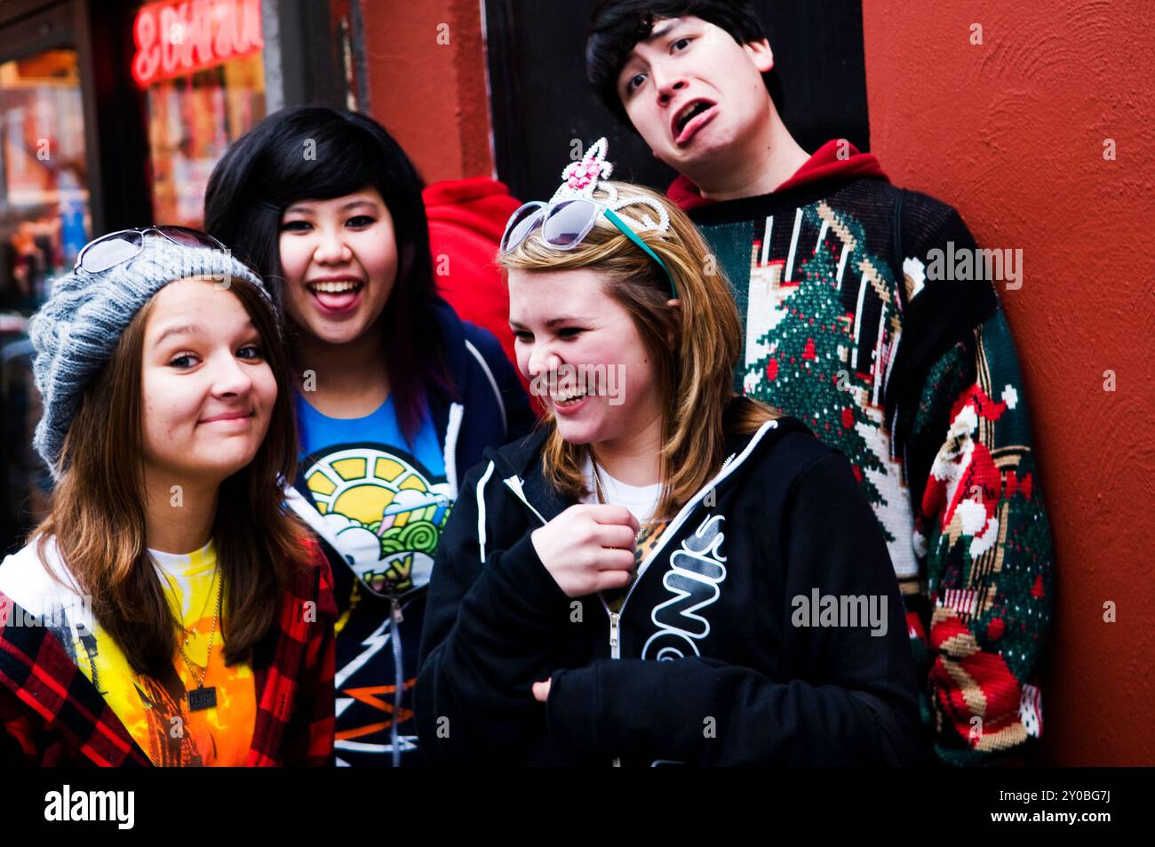 Cheerful American youth on Philadelphia's famous South street in ...