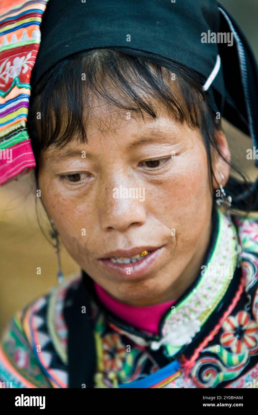 Portrait of a Yi woman taken in southern Yunnan province in China Stock ...