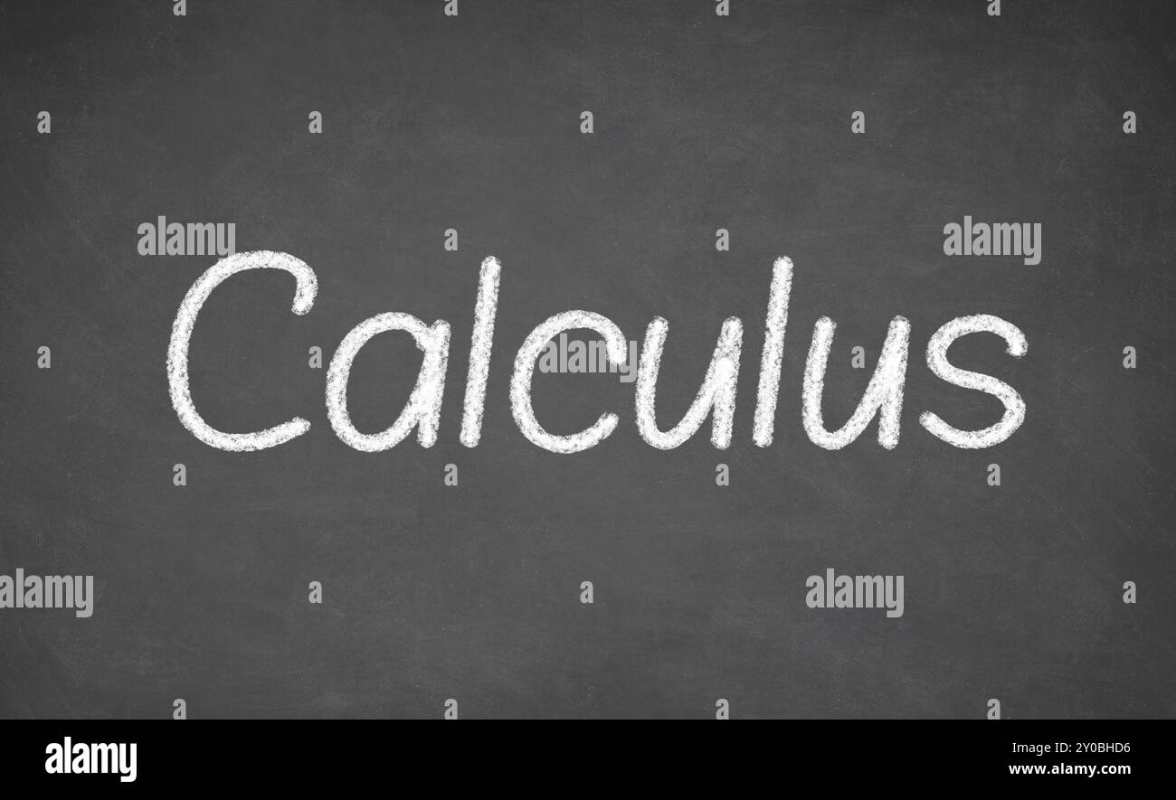 Calculus lesson on blackboard or chalkboard. written in white chalk ...