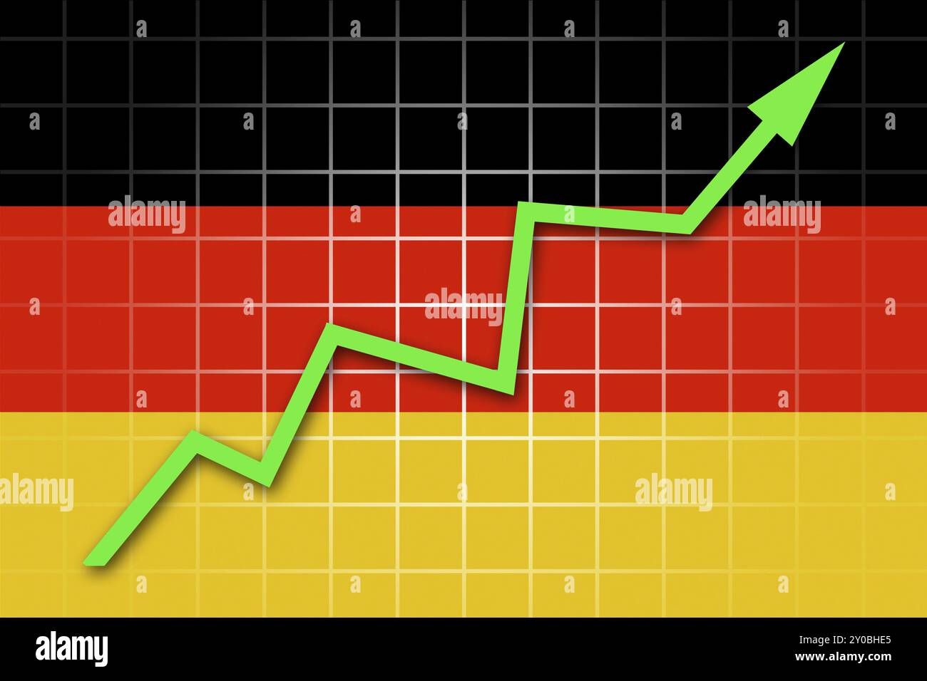 The German flag and arrow graph going up Stock Photo - Alamy
