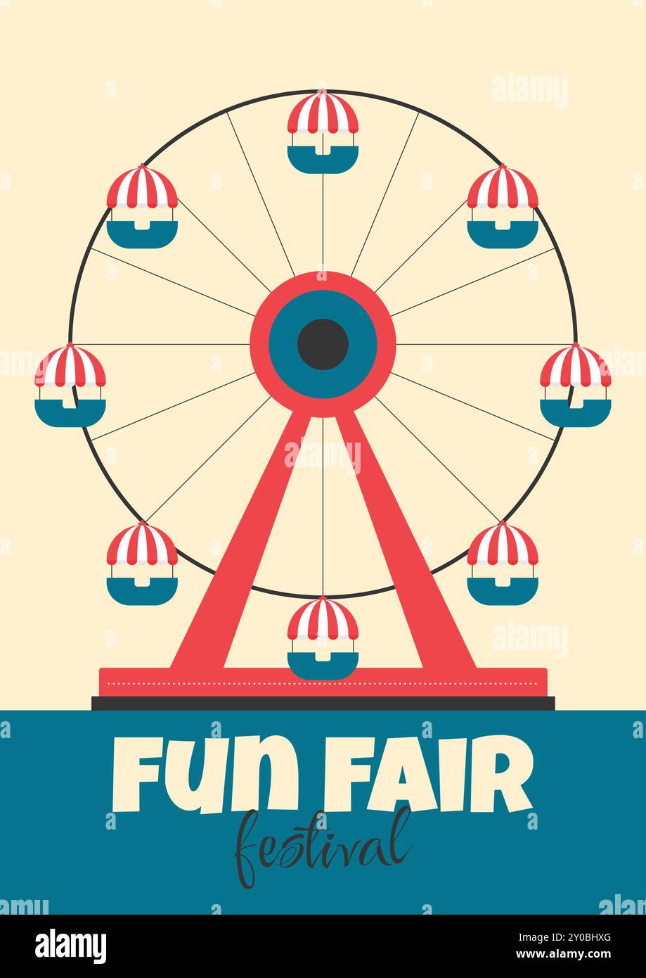 Fun fair festival banner or poster. Ferris wheel in flat style. Vector ...