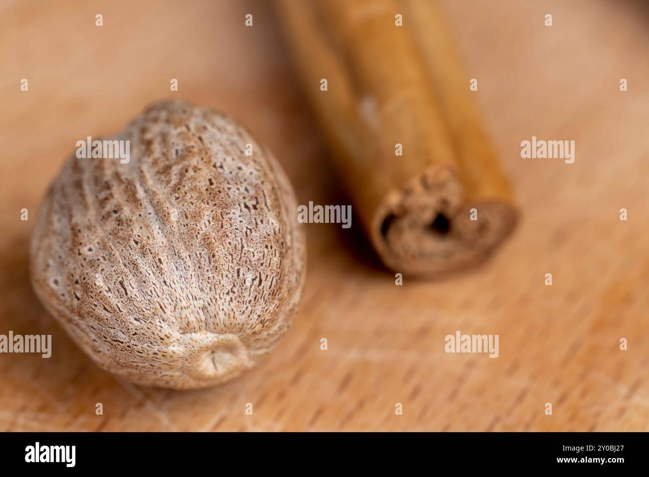 Nutmeg on the table for cooking different types of meat and other ...