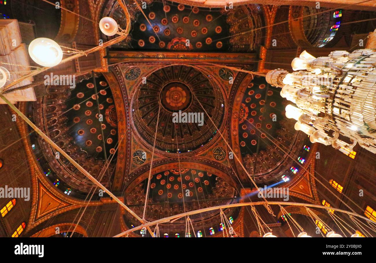 Muhammad Ali Mosque-Richly decorated interior view of the under side of ...