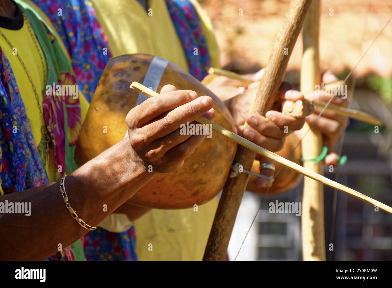 Brazilian musical instrument called berimbau and usually used during ...