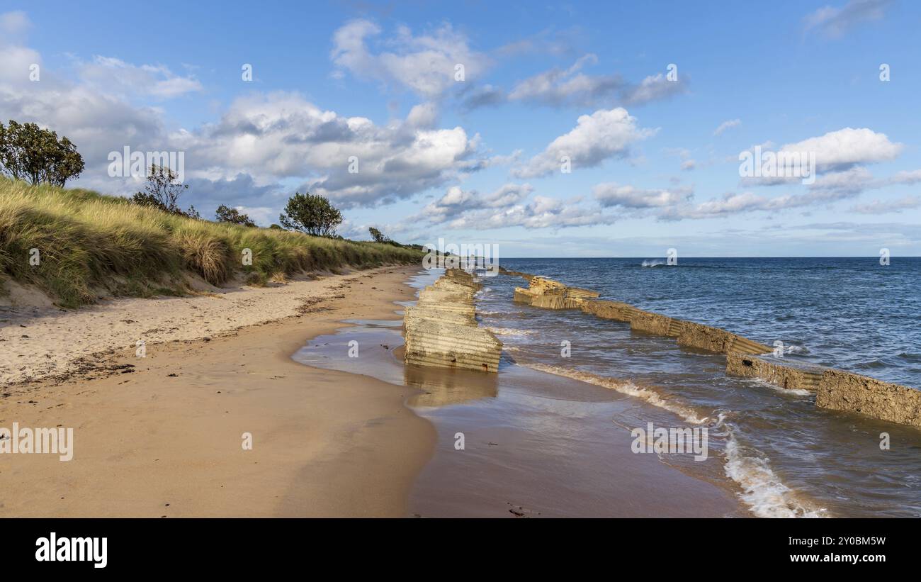 North Sea Coast in Alnmouth in Northumberland, England, UK, with some ...