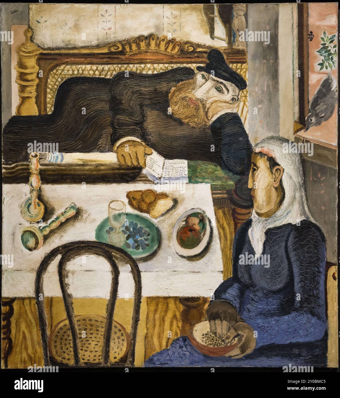 Sabbath, Jankel Adler, 1927-1928, aceite de tecnica mixta, arena sobre ...
