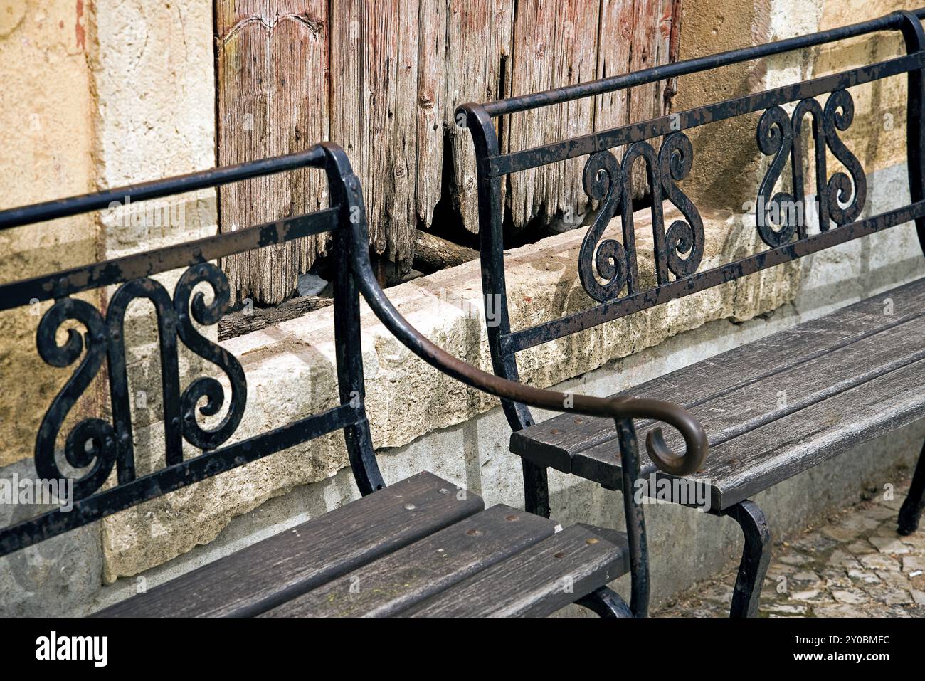 Decorative benches Decorative benches Stock Photo - Alamy