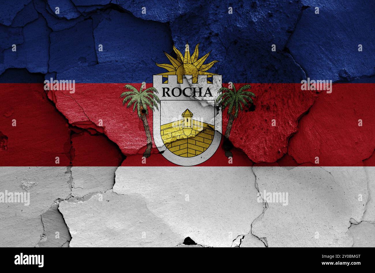 Flag of Rocha Department painted on cracked wall Stock Photo - Alamy