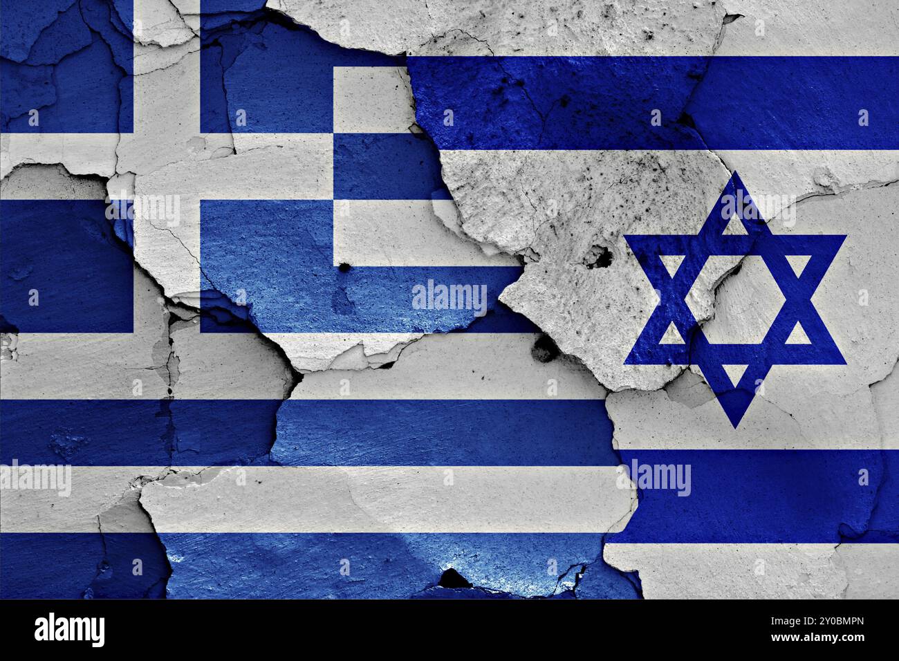 Flags of Greece and Israel painted on cracked wall Stock Photo - Alamy