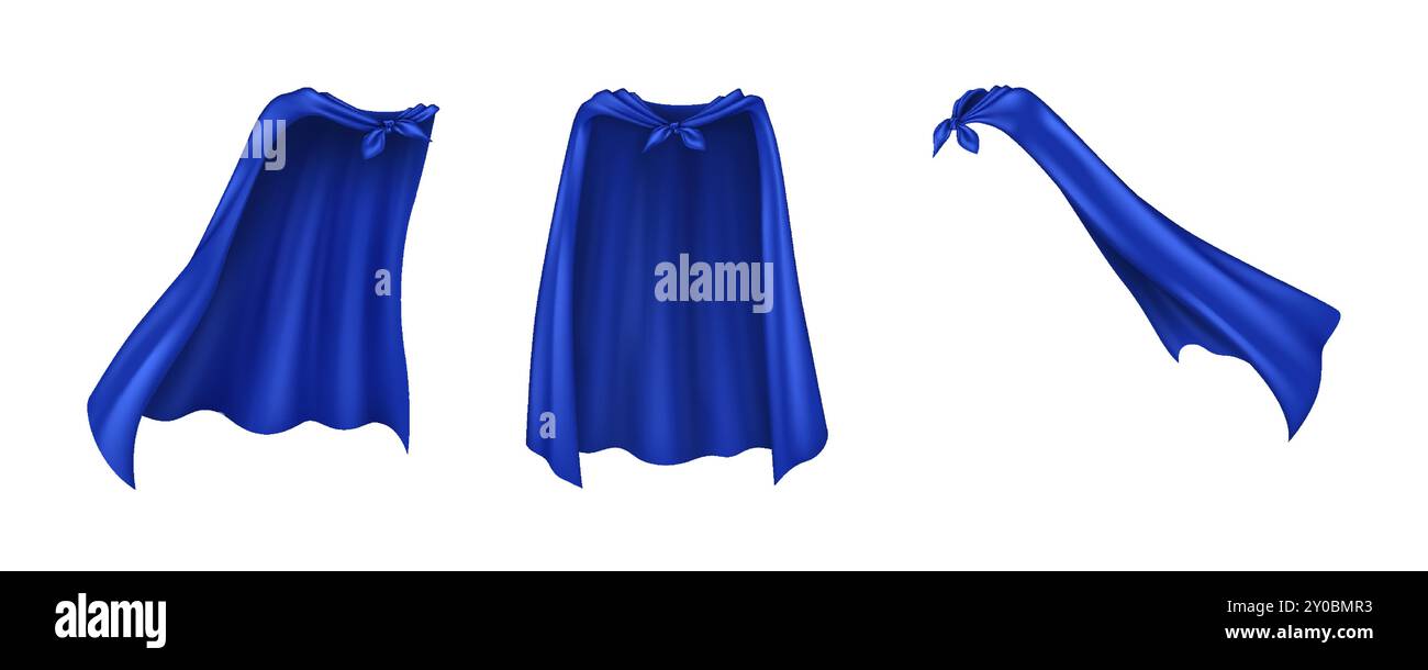 Saint blue silk cloaks reasonable vector illustration set. Capable ...