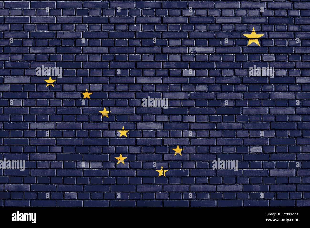 Flag of Alaska painted on brick wall Stock Photo - Alamy