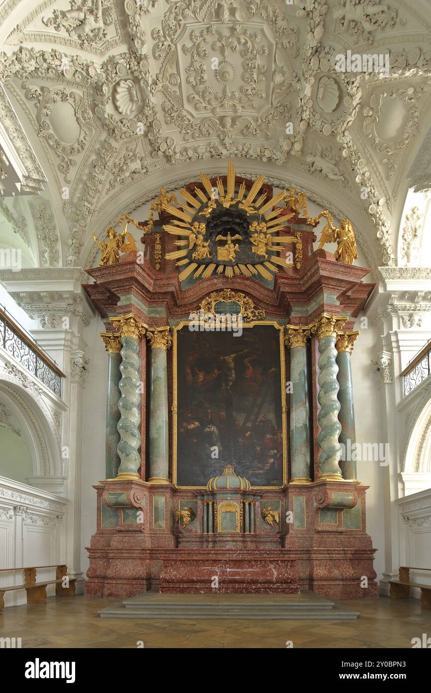 Baroque altar with paintings, columns and decorations, arts and crafts ...