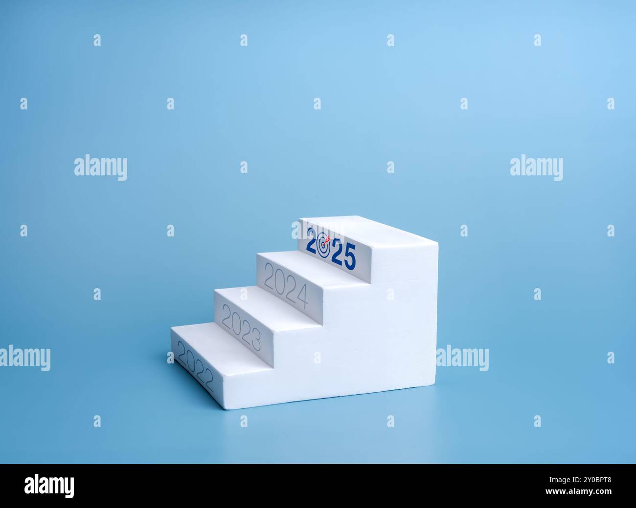 Moving up to the goal, new year next step, business and career progress ...