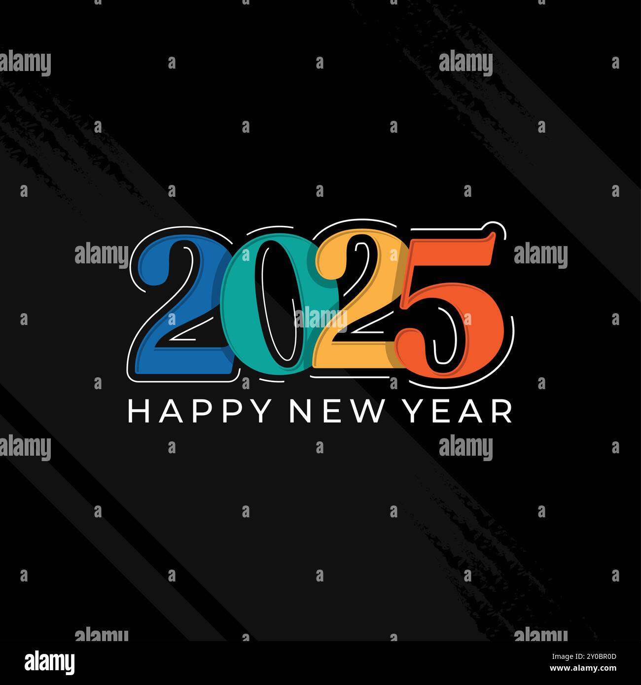 Happy New Year 2025 number and letter element design. Vector ...