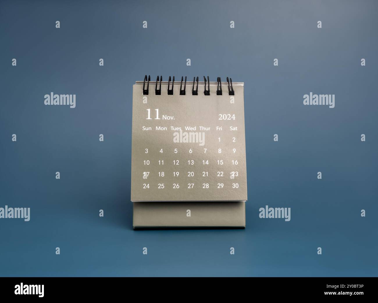 Green November 2024 page of small desk calendar for plan and reminder ...