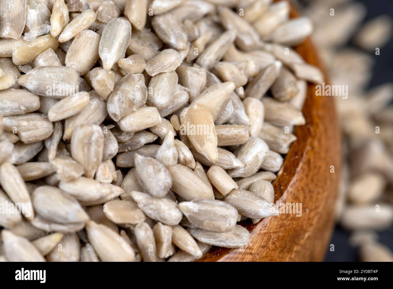 Sunflower seeds peeled from the black shell, scattered sunflower seeds ...