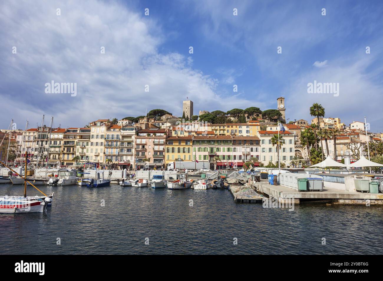 Cannes city skyline on French Riviera in France, Le Suquet old town ...