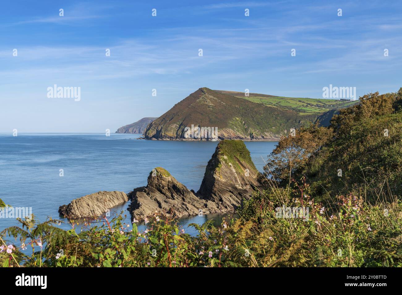 The Bristol Channel coast with Broadsands Beach, North Devon, England ...